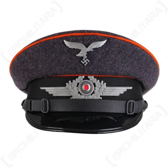 WW2 German Army Luftwaffe EM/NCO Visor Cap - Artillery Red Piping